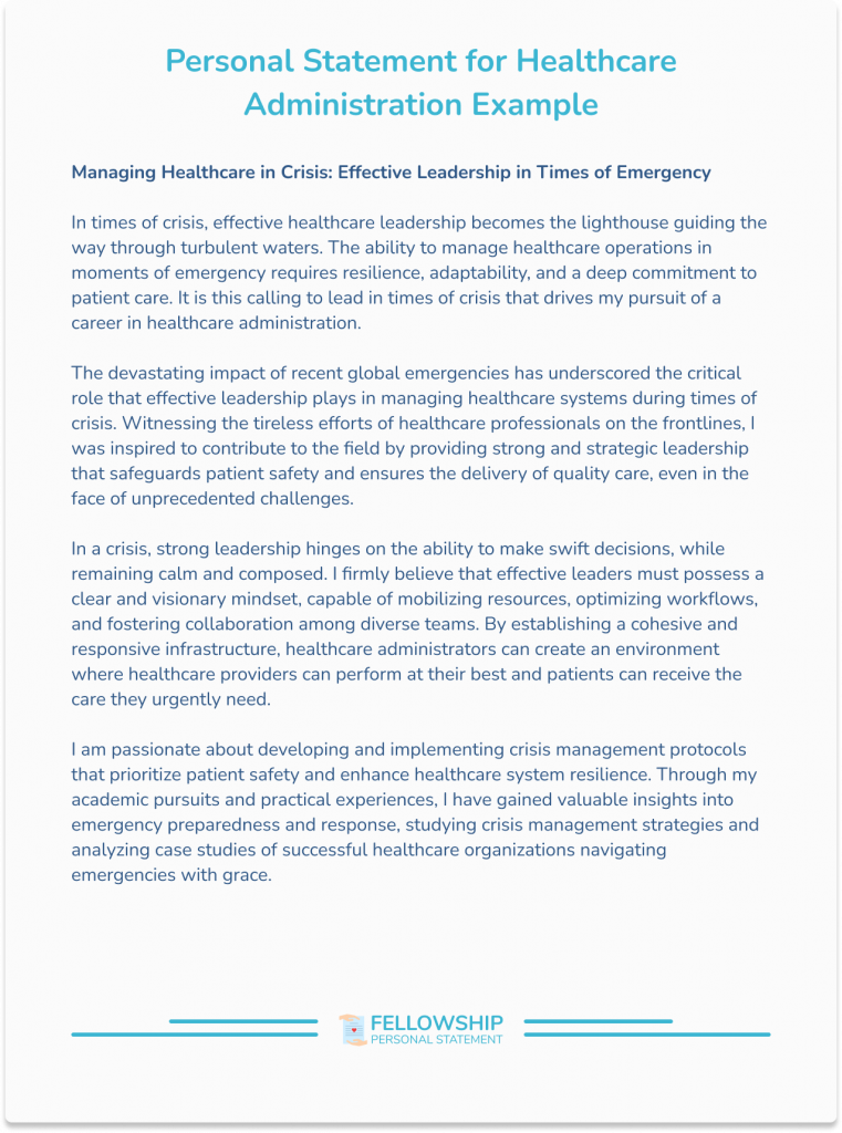 Healthcare Administration Personal Statement: Get Help Now